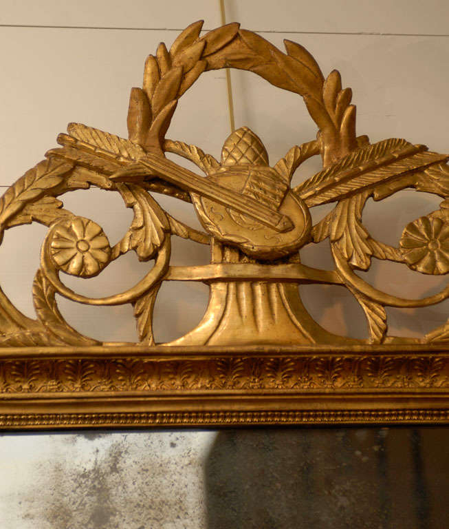 French Louis XVI Period Late 18th Century Giltwood Mirror with Carved ...