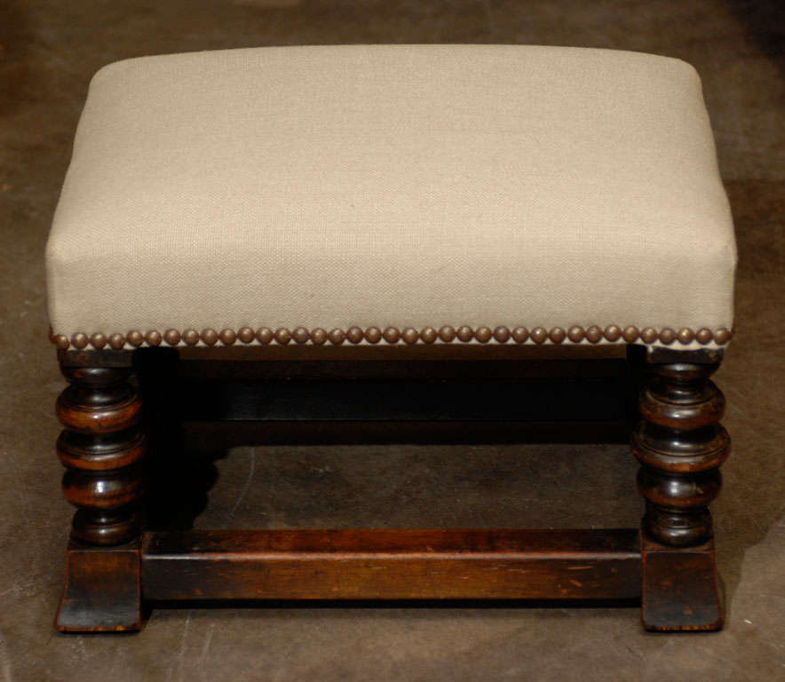 English Upholstered Foot Stool at 1stDibs