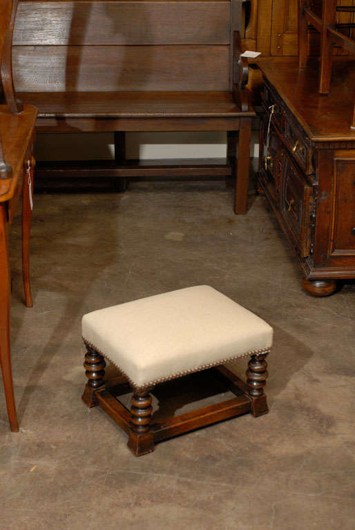 English Upholstered Foot Stool at 1stDibs