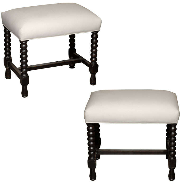 Pair of French Bobbin Leg Stools at 1stDibs