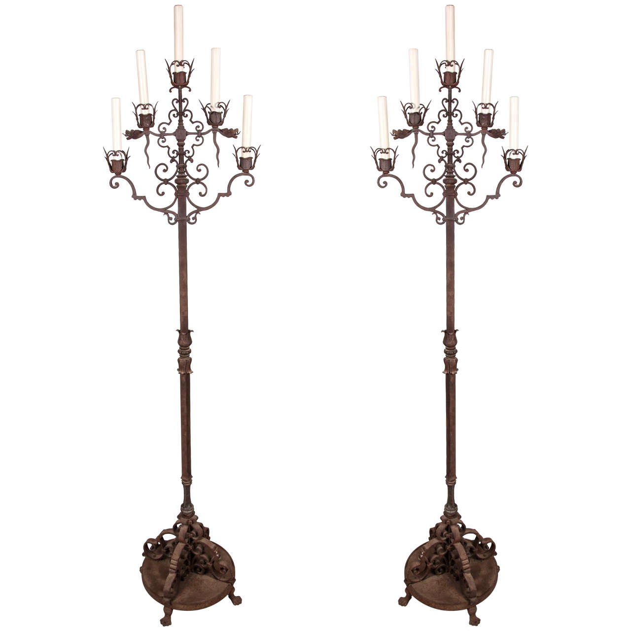 Pair of Iron Torcheres For Sale at 1stDibs
