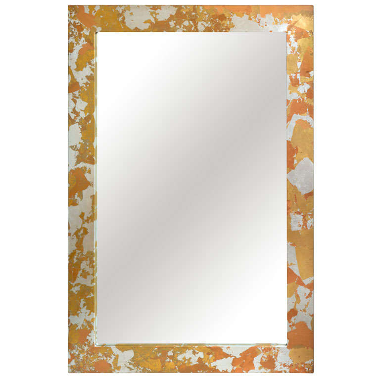 Large Mixed-Metal Leaf Mirror at 1stDibs