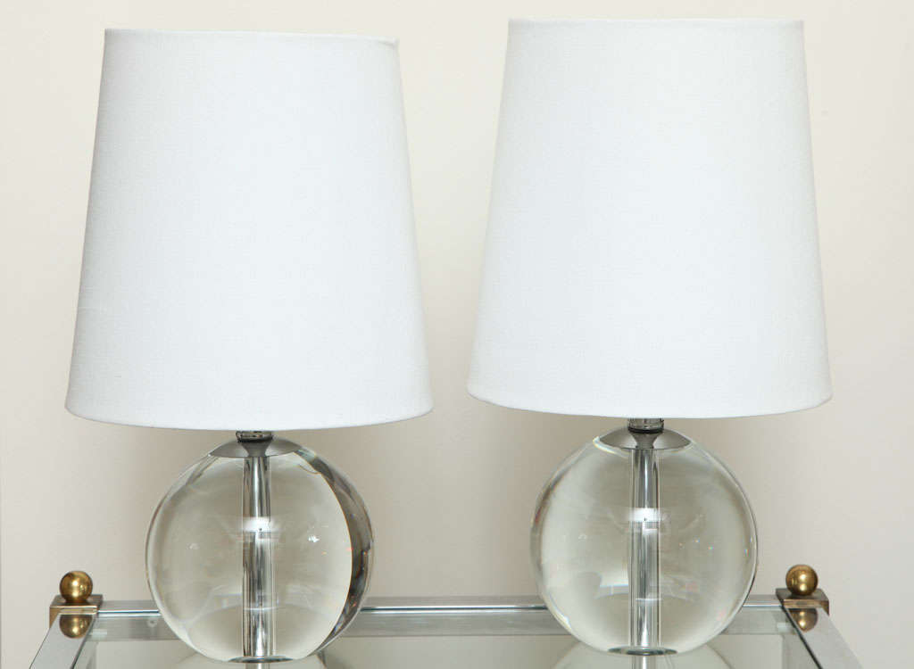 Pair Of Solid Glass Globe Lamps At 1stdibs Small Glass Lamps Solid Glass Lamp Base Solid