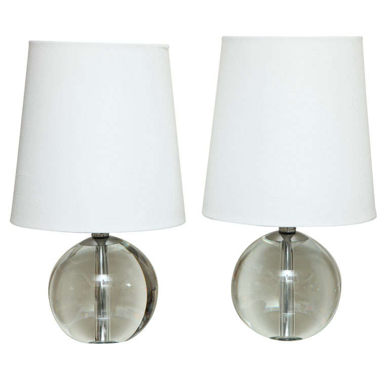 Pair of Solid Glass Globe Lamps at 1stDibs | small glass lamps, solid ...