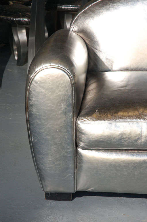 1950s French Leather Sofa by Jacques Adnet at 1stDibs | metallic silver ...