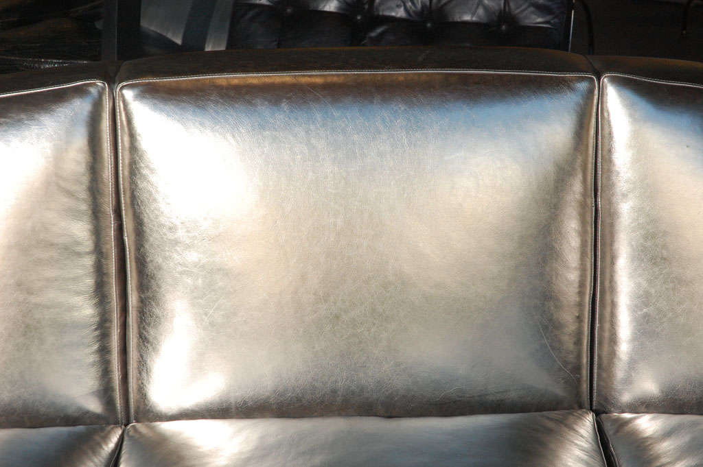 1950s French Leather Sofa by Jacques Adnet at 1stDibs | metallic silver ...