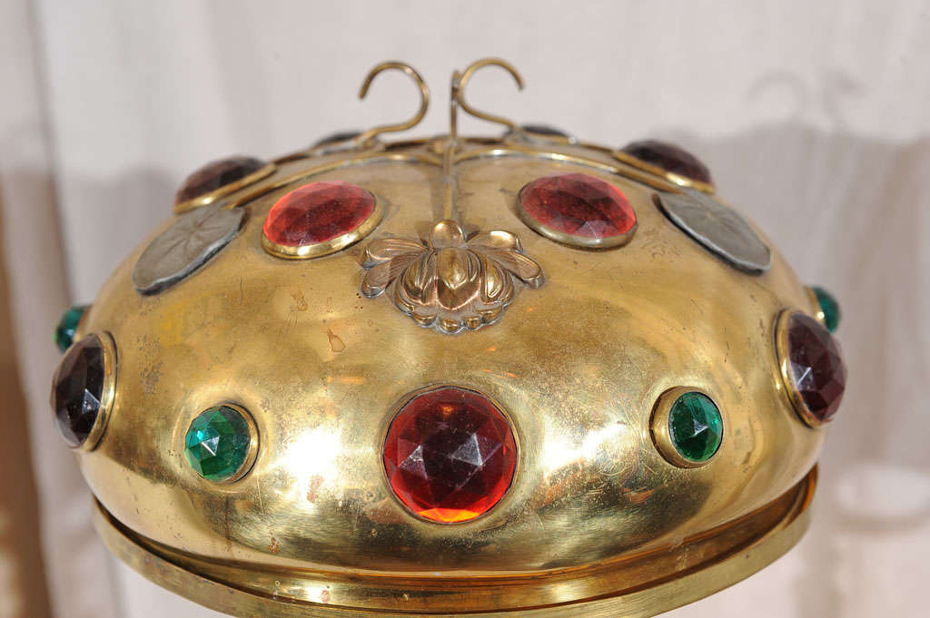 Art Nouveau Brass and Jeweled Lamp at 1stDibs | art nouveau brass lamp ...