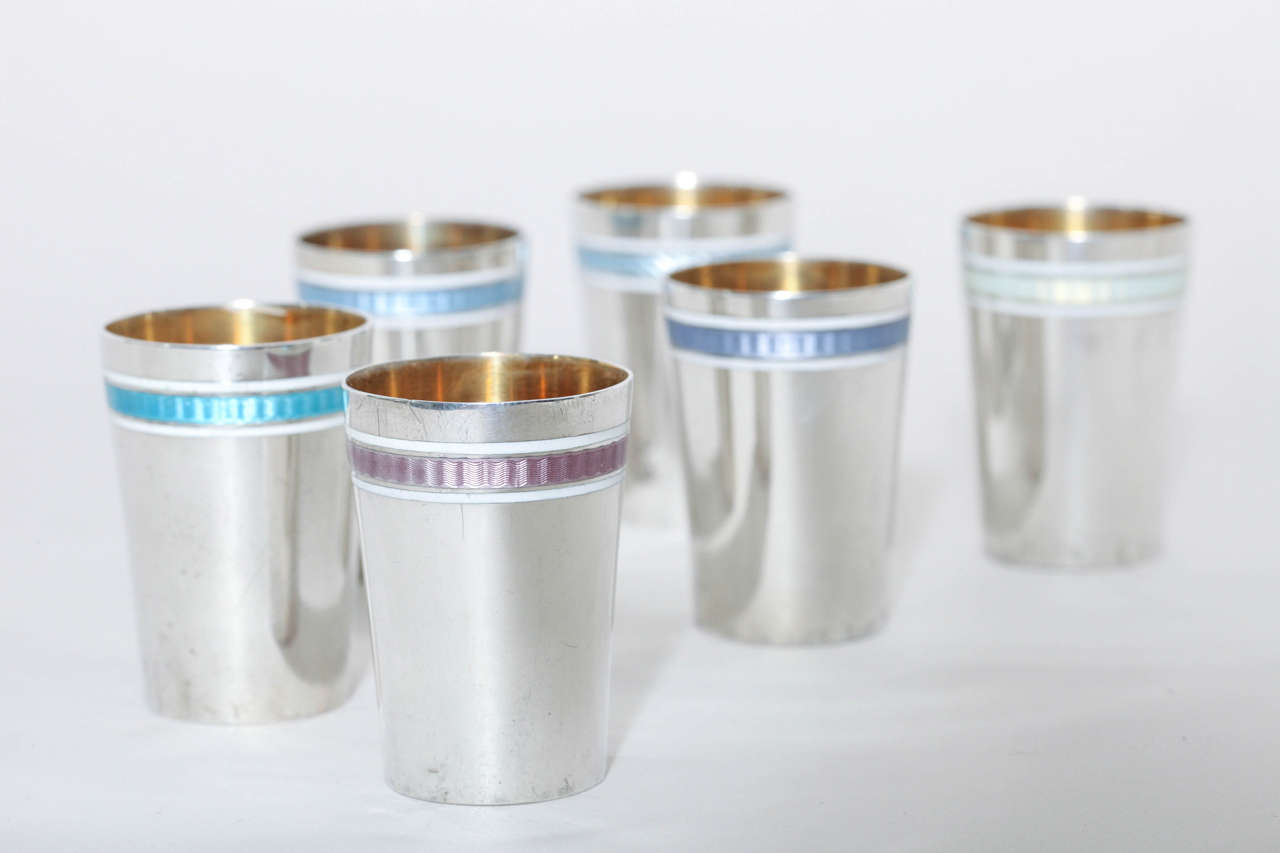 English Art Deco Set of 6 Shot Glasses at 1stDibs
