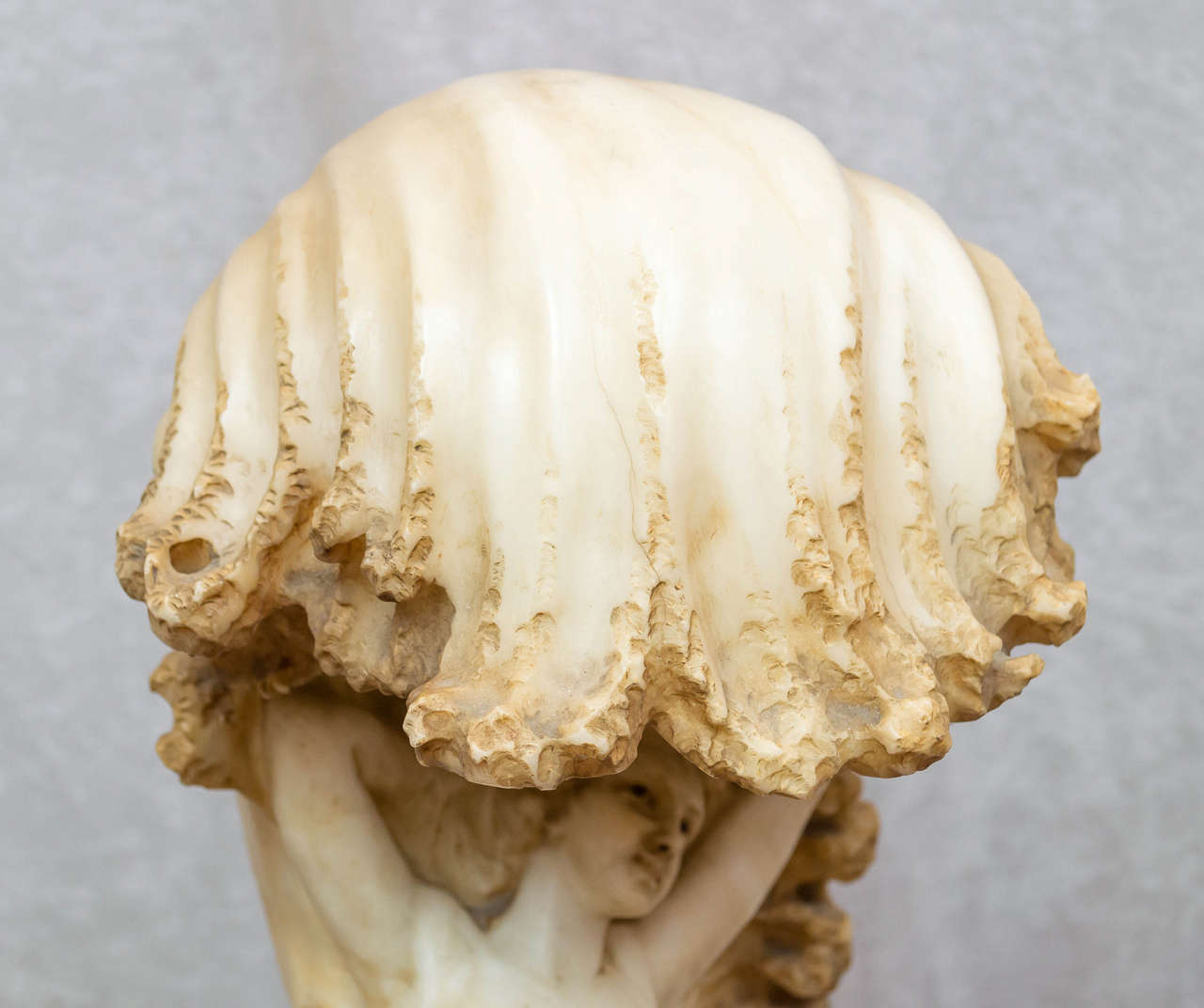 Carved Alabaster Lamp of an Art Nouveau Beauty at 1stDibs