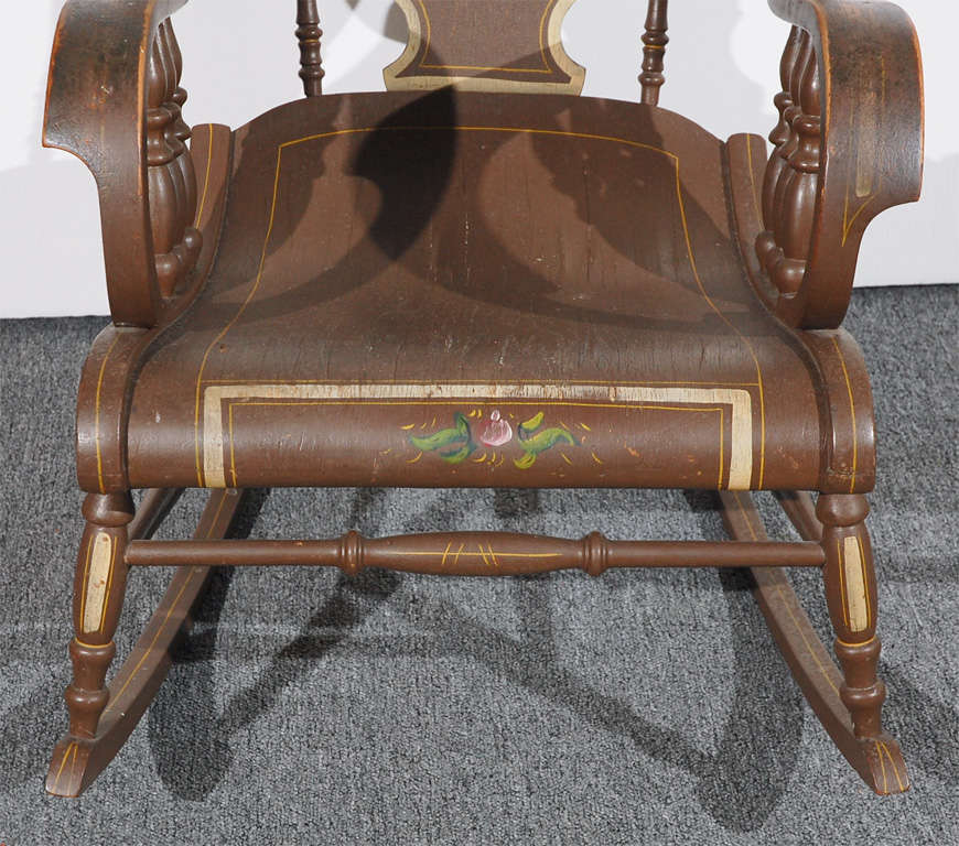 FANTASTIC 19THC ORIGINAL PAINTED BOSTON ROCKING CHAIR FROM PA. at ...