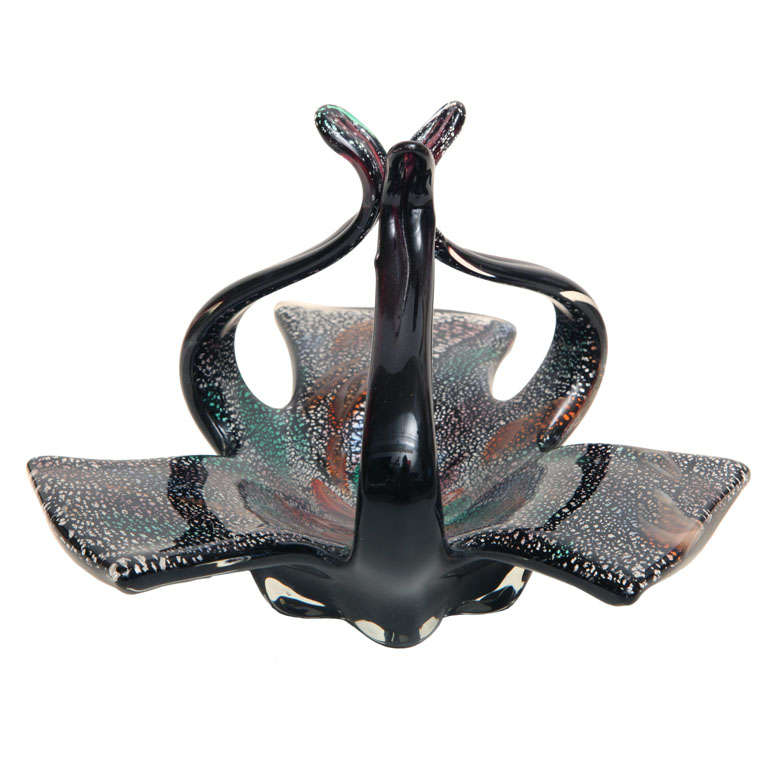 Signed Decorative Folded Art Glass Bowl by AVeM Italy, 1950 For Sale at ...