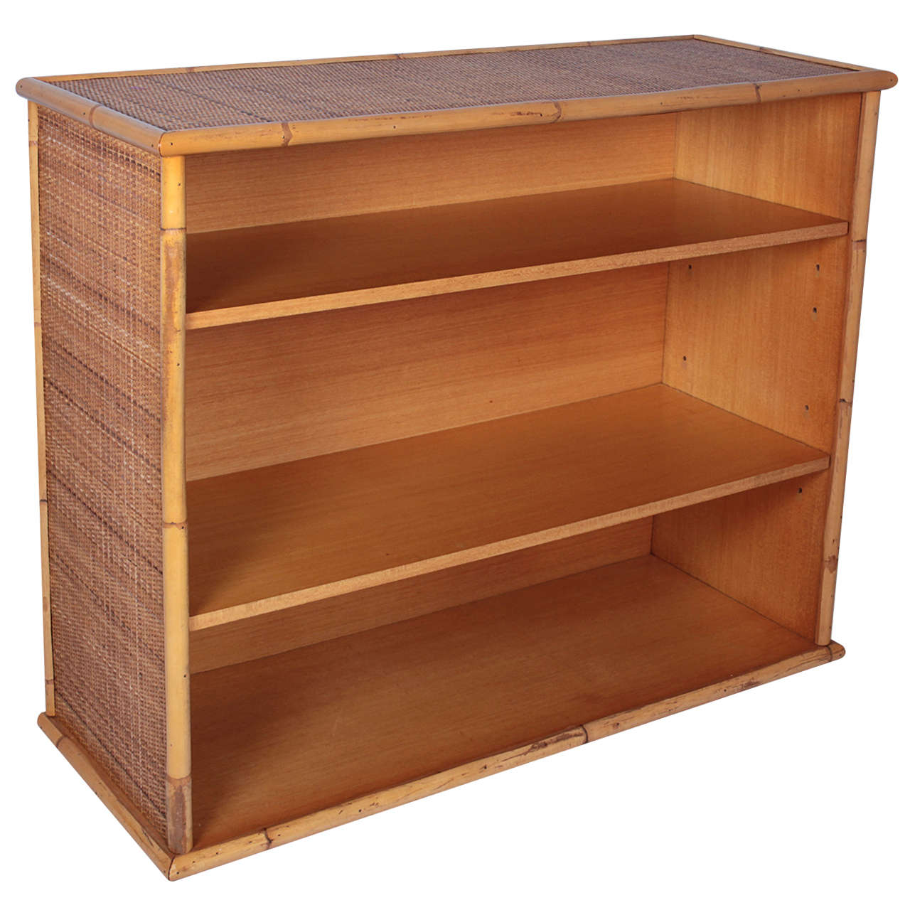 Pair of Rattan and Bamboo Bookcases at 1stDibs