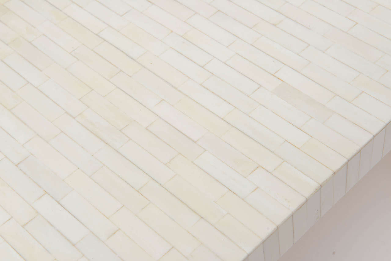 Bone Inlay Cocktail Table with Brass Corner Caps at 1stDibs