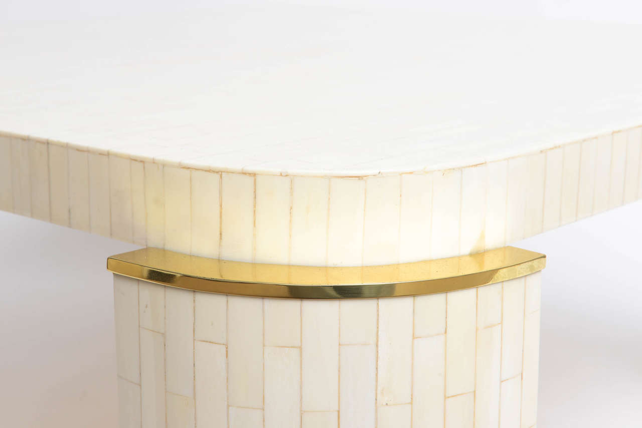 Bone Inlay Cocktail Table with Brass Corner Caps at 1stDibs