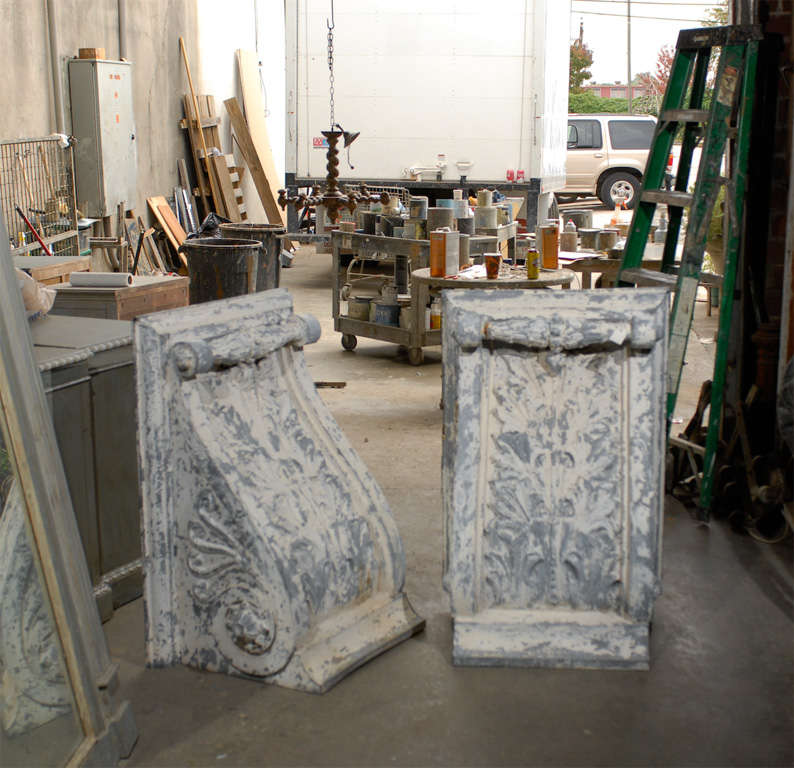 Pair of Large Size Turn of the Century Zinc Decorative Corbels with ...