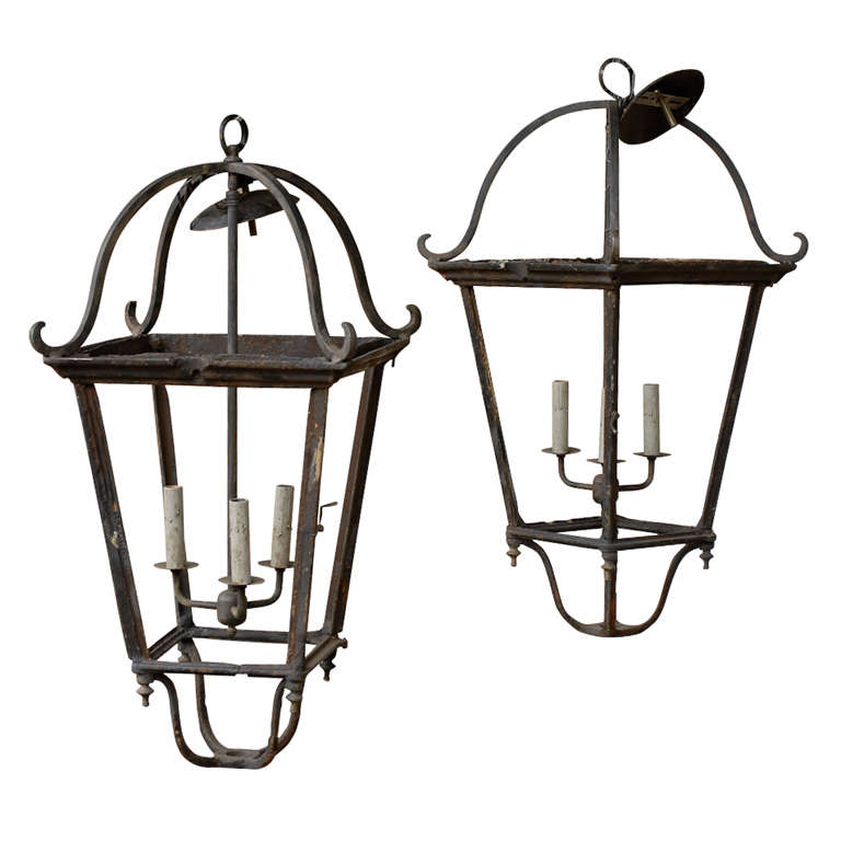 A Pair of European Iron Lanterns at 1stDibs