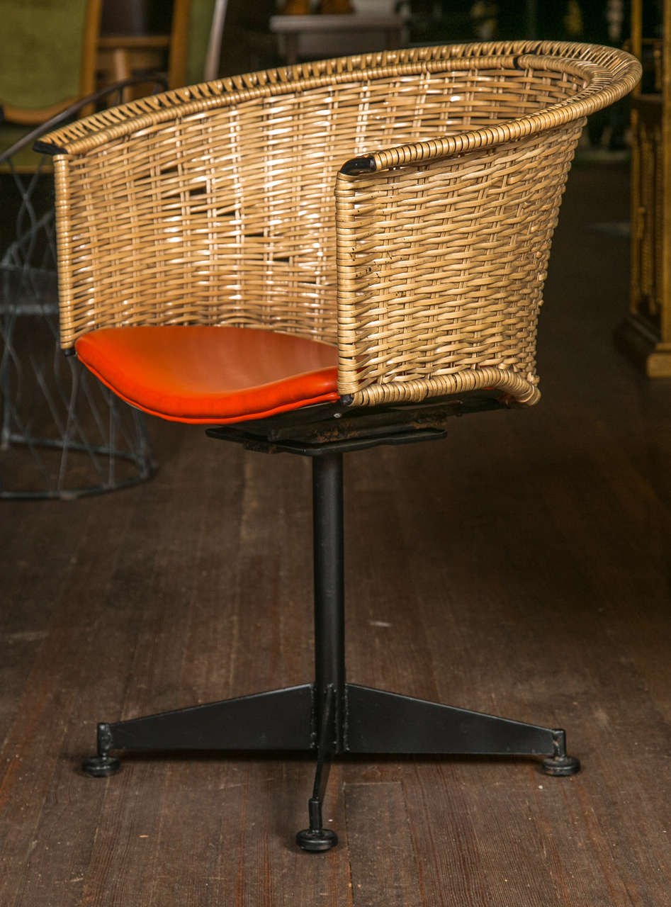 Pair of 1960s Iron and Rattan Swivel Chairs For Sale at 1stDibs | woven ...