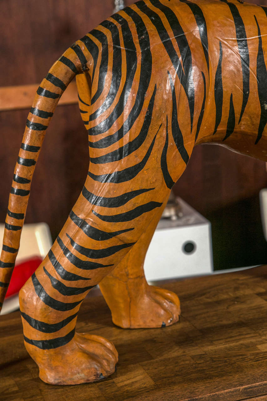 Leather Tiger Sculpture at 1stDibs | leather tiger statue