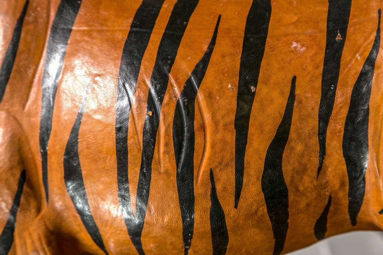 Leather Tiger Sculpture at 1stDibs | leather tiger statue
