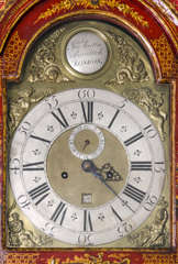 Large-Scale George II Red Lacquer Longcase Clock at 1stdibs