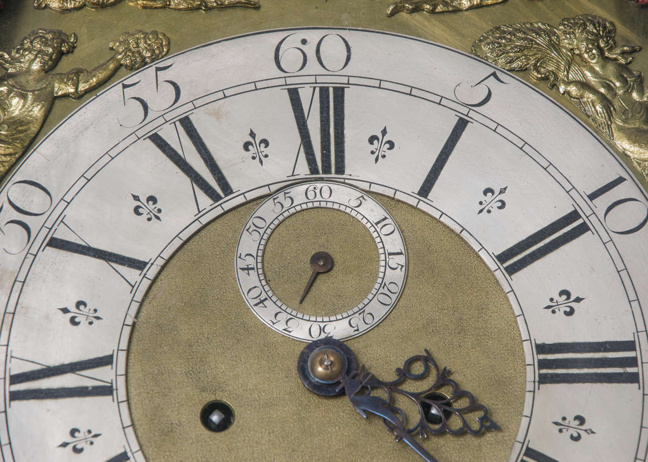 Large-Scale George II Red Lacquer Longcase Clock at 1stDibs