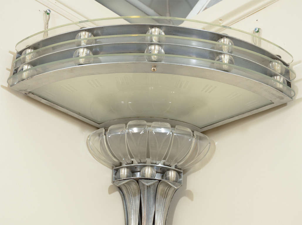 Pair of Art Deco Corner Sconces with Glass Detailing at 1stDibs