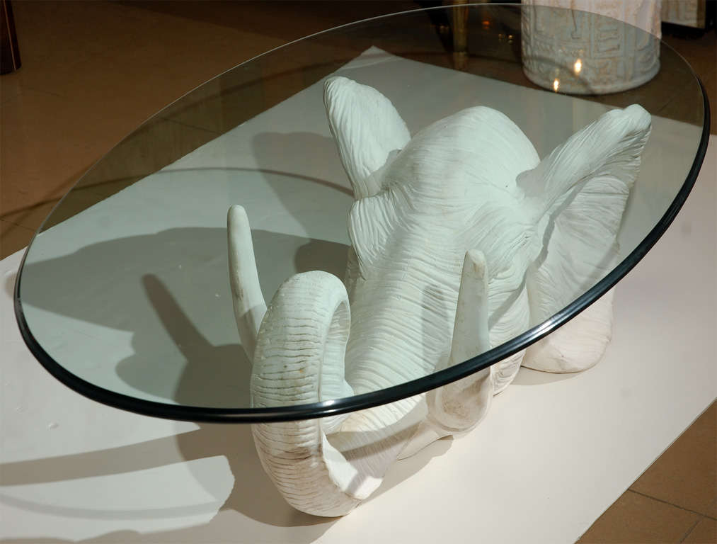 White Plaster Elephant Coffee Table at 1stDibs