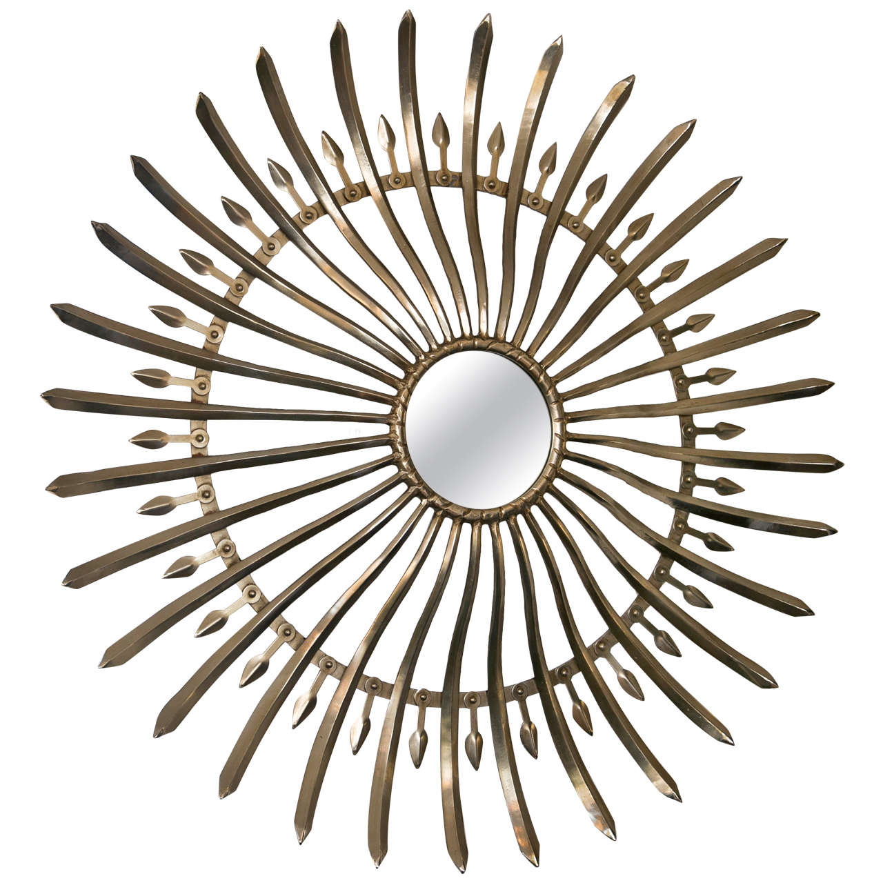 Brushed Metal "Bow and Arrow" Mirror at 1stDibs