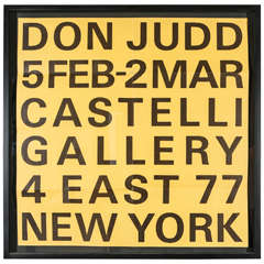 Rare Original Donald Judd Lithograph Announcing Exhibition- 1966 at ...