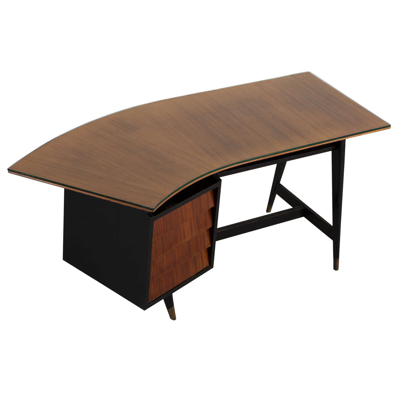 Gently Curved Writing Desk in the Style of Marcel Gascoin For Sale at ...