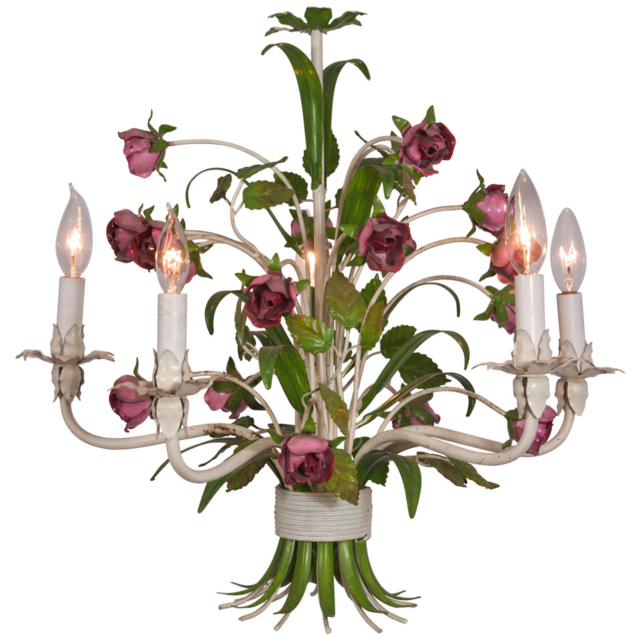 Italian Rose Tole Chandelier at 1stDibs