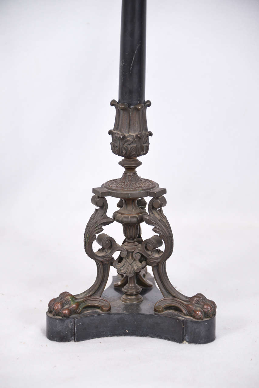 Bronze Candelabra with Marble Base For Sale at 1stDibs