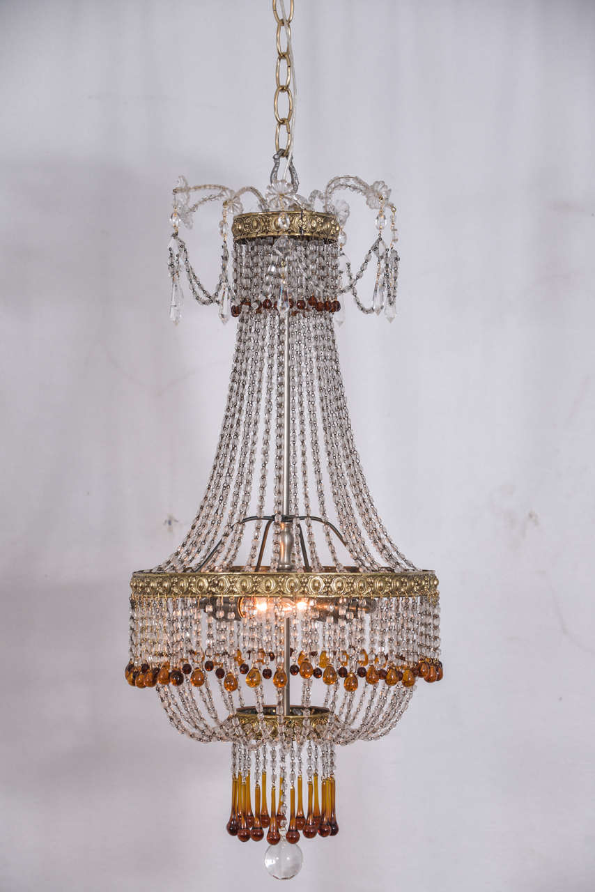 French Crystal Beaded Basket Fixture For Sale at 1stDibs