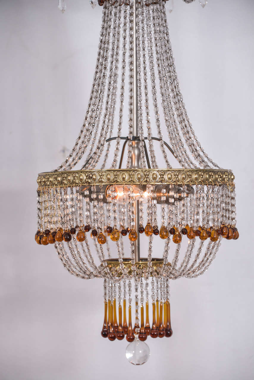 French Crystal Beaded Basket Fixture For Sale at 1stDibs