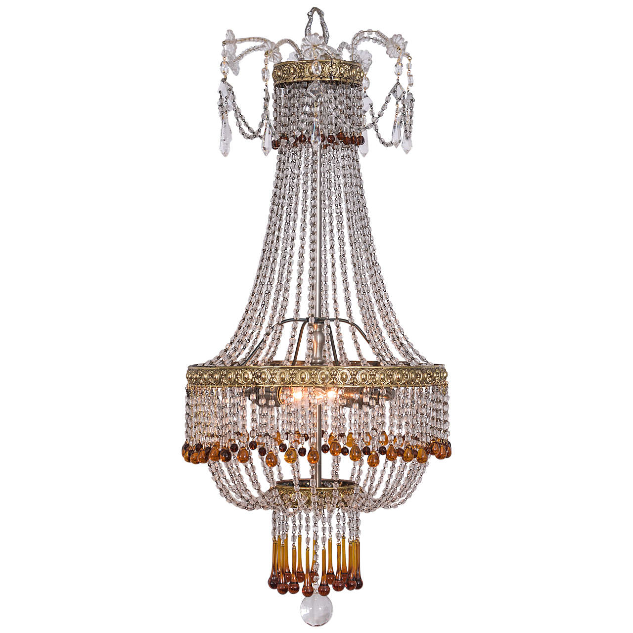 French Crystal Beaded Basket Fixture For Sale at 1stDibs