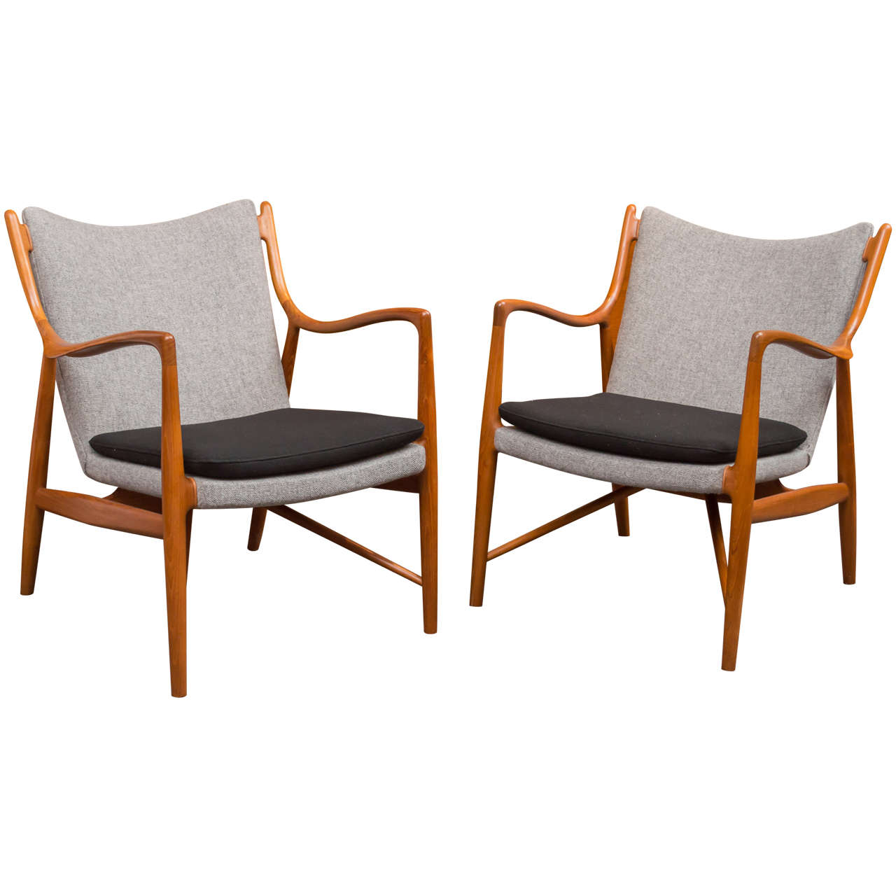 Pair of Finn Juhl NV45 Chairs by Niels Vodder at 1stDibs
