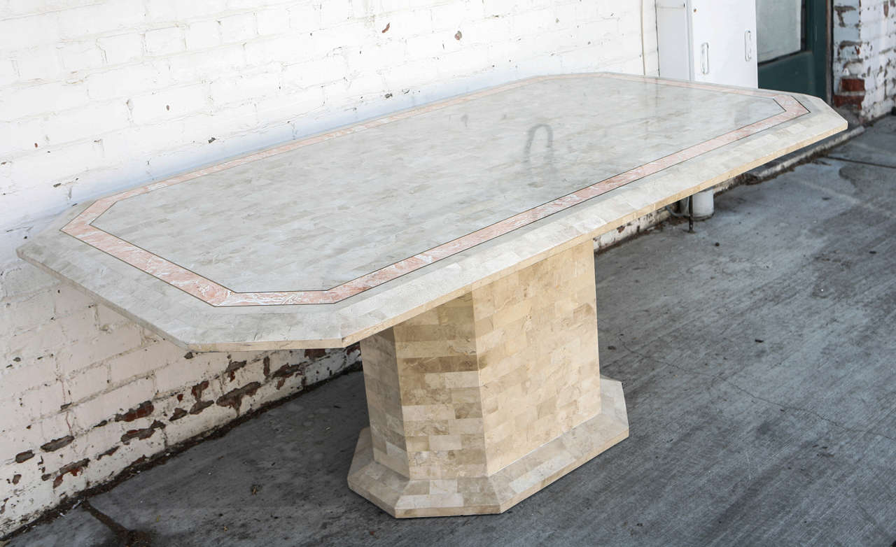 Travertine Pedestal Dining Table For Sale at 1stDibs