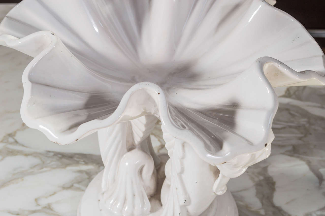 Sue and Mare Glazed Ceramic Bowl with Dolphin Motif at 1stDibs