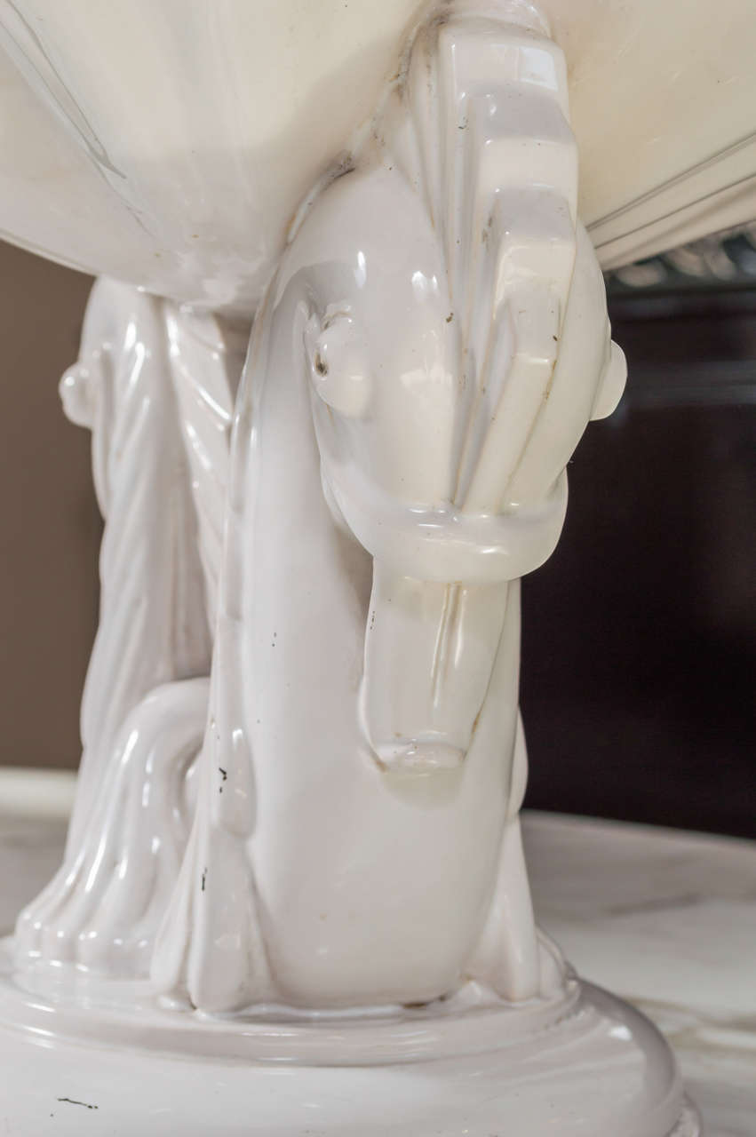 Sue and Mare Glazed Ceramic Bowl with Dolphin Motif at 1stDibs