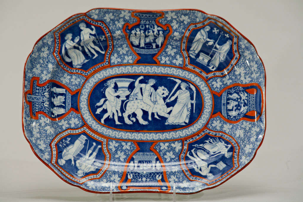 19th C. Spode "Greek" Pattern 2-Color Platter at 1stDibs