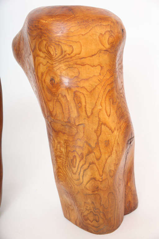 Pair of Modern Organic Abstract Feminine Form Wood Floor Sculptures For ...