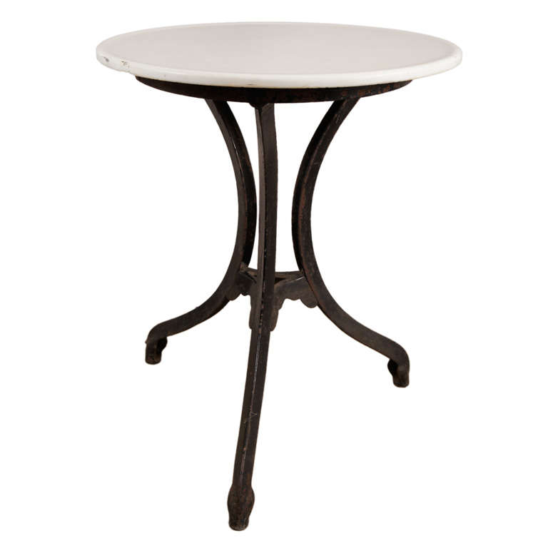 Cast Iron And Marble Glass Cafe Table at 1stDibs