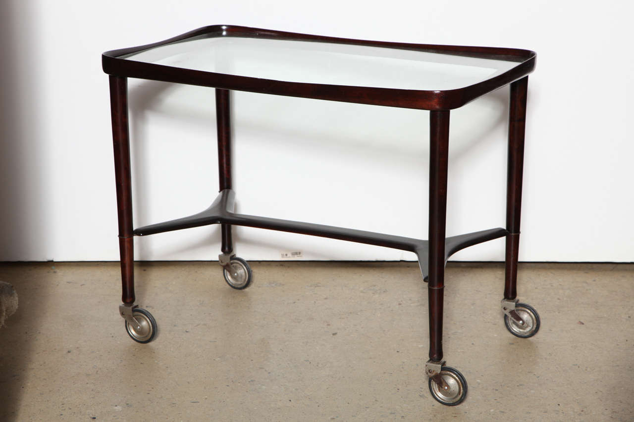 Italian Modern Rosewood and Glass Rolling Cart, 1950's For Sale at ...