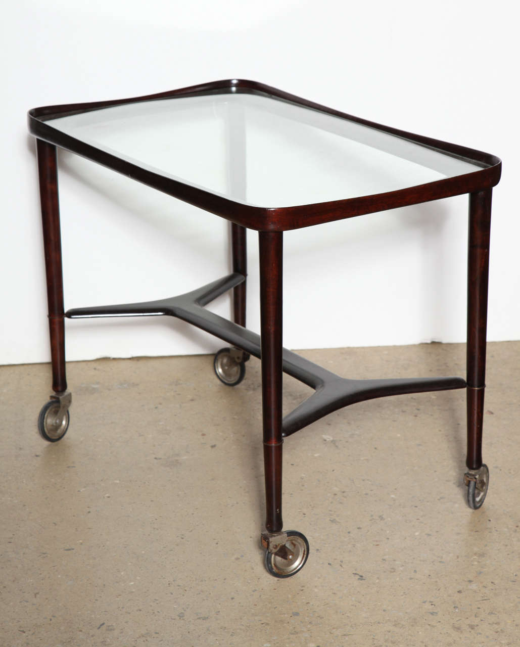 Italian Modern Rosewood and Glass Rolling Cart, 1950's For Sale at ...