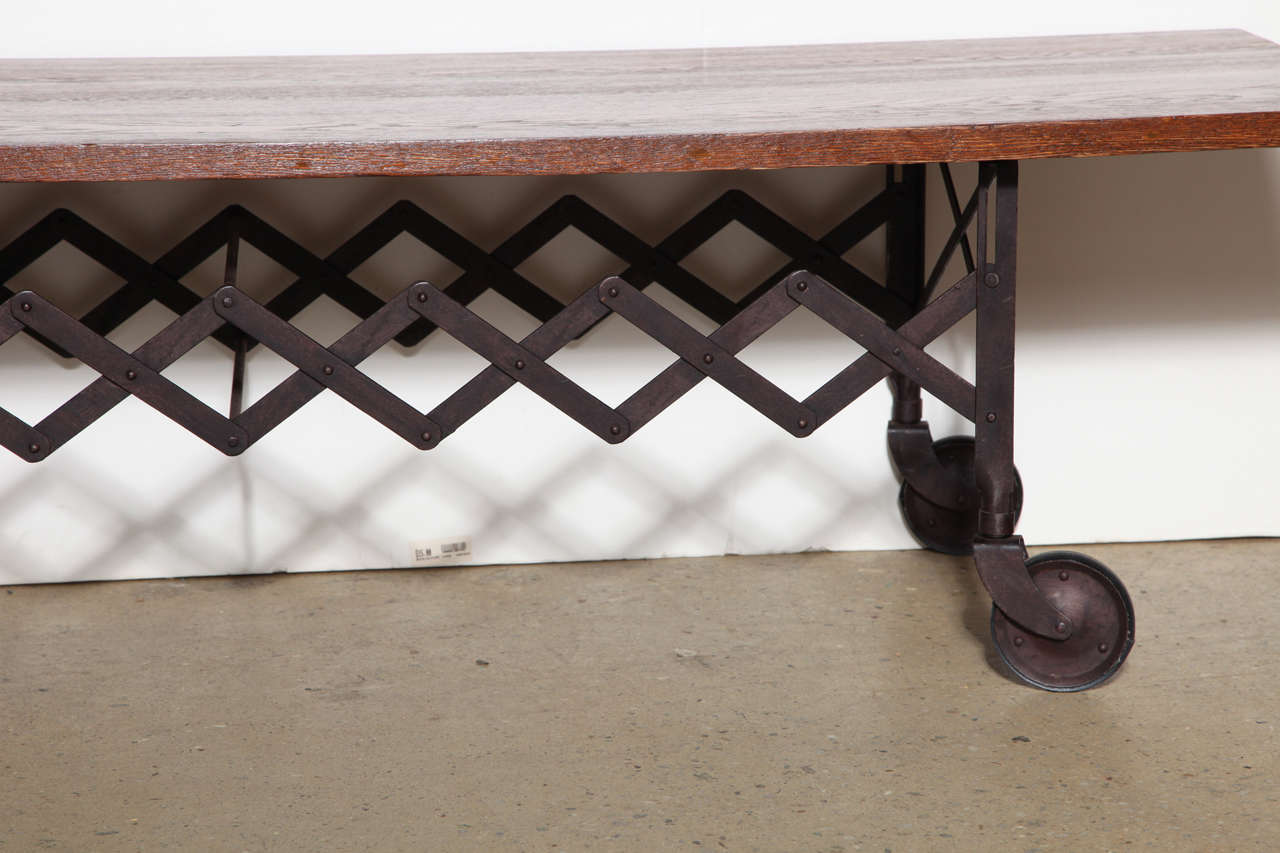 High Rolling Accordion Coffee Table with Substantial Solid Dark Oak ...