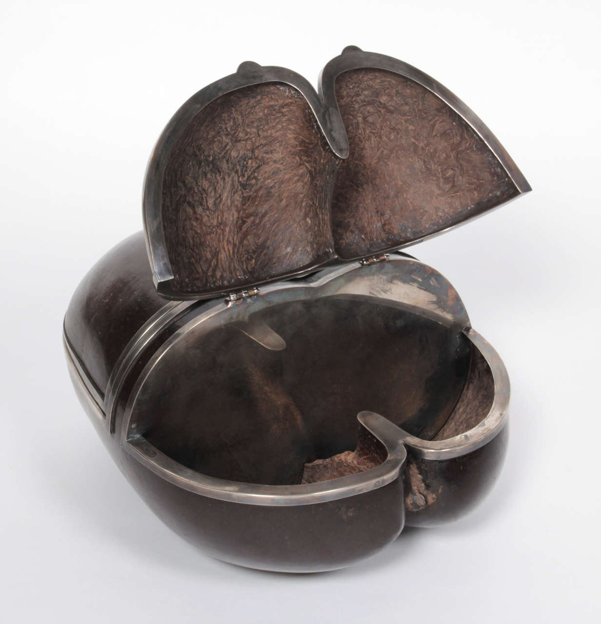 A Fine Silver Mounted Coco De Mer Double Sided Box For Sale at 1stDibs