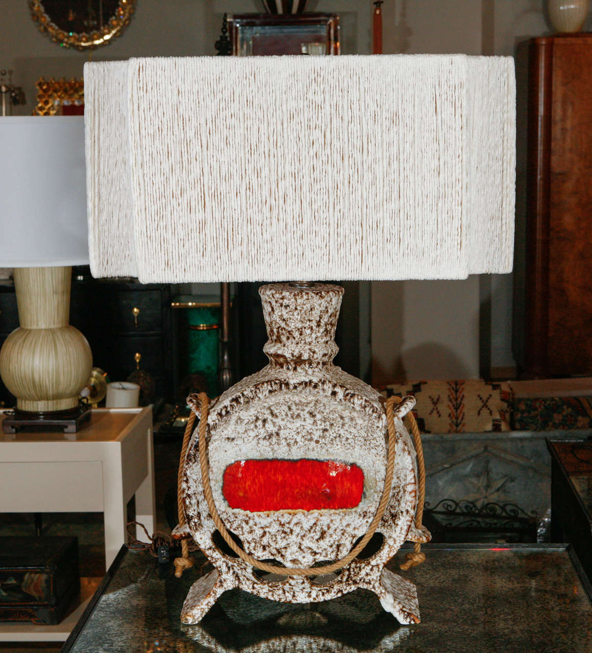 Mid-Century German Table Lamp with Custom Shade For Sale at 1stDibs