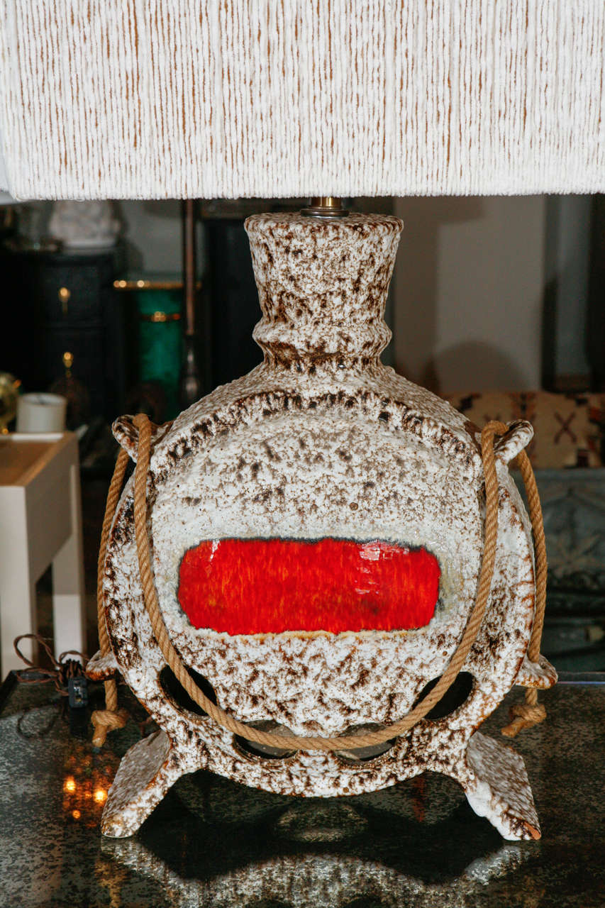 Mid-Century German Table Lamp with Custom Shade For Sale at 1stdibs