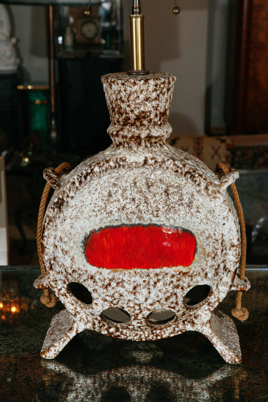 Mid-Century German Table Lamp with Custom Shade For Sale at 1stdibs