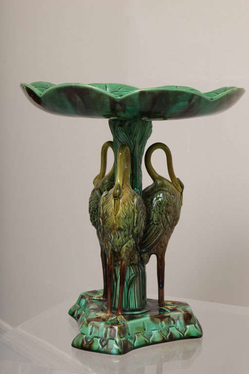 Rare Antique Majolica Crane and Lily Pond Centerpiece at 1stDibs ...